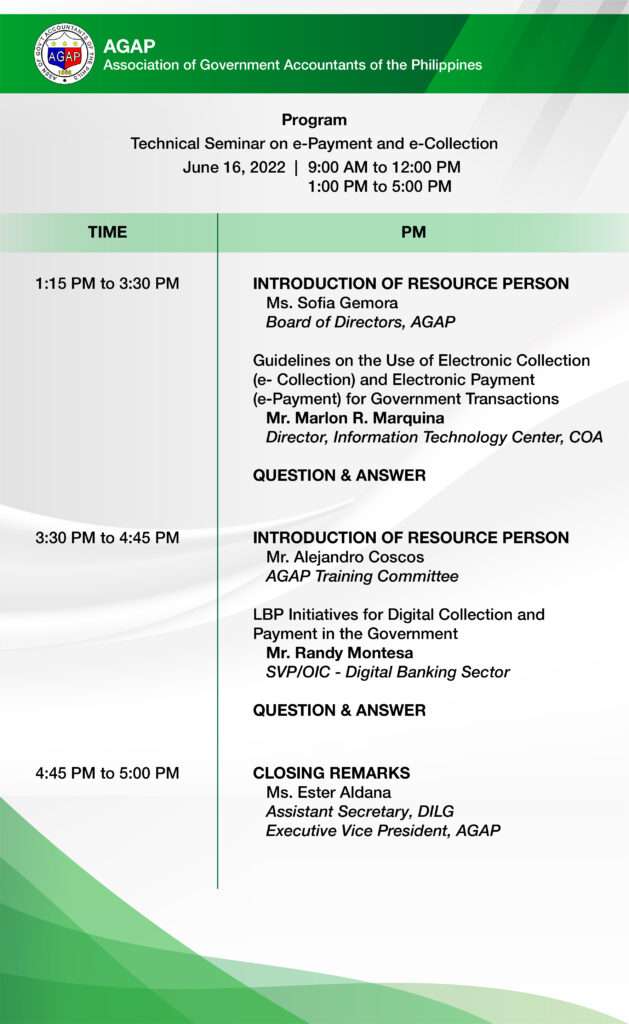 Technical Seminar on e-Payment and e-Collection – AGAP